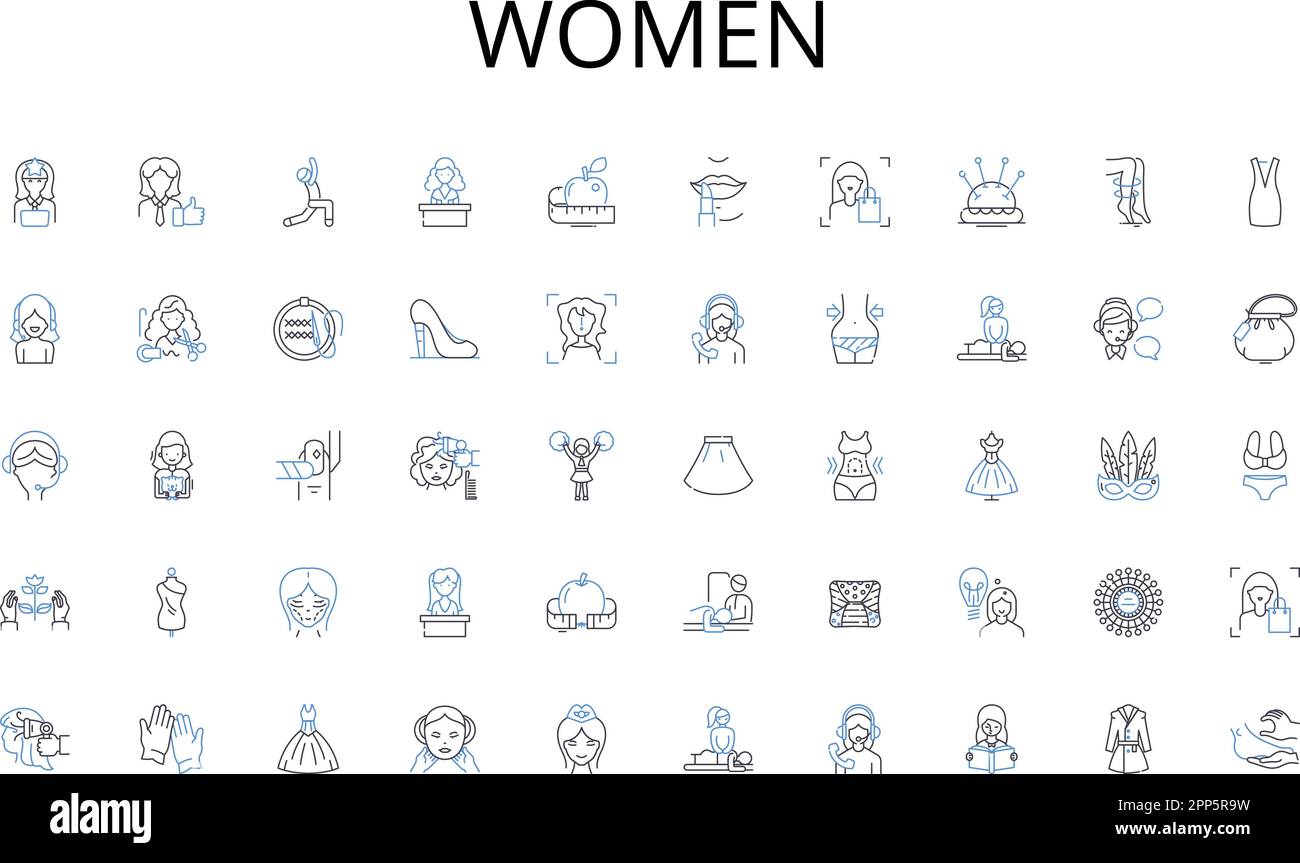 Women line icons collection. Recruitment, Training, Retention ...