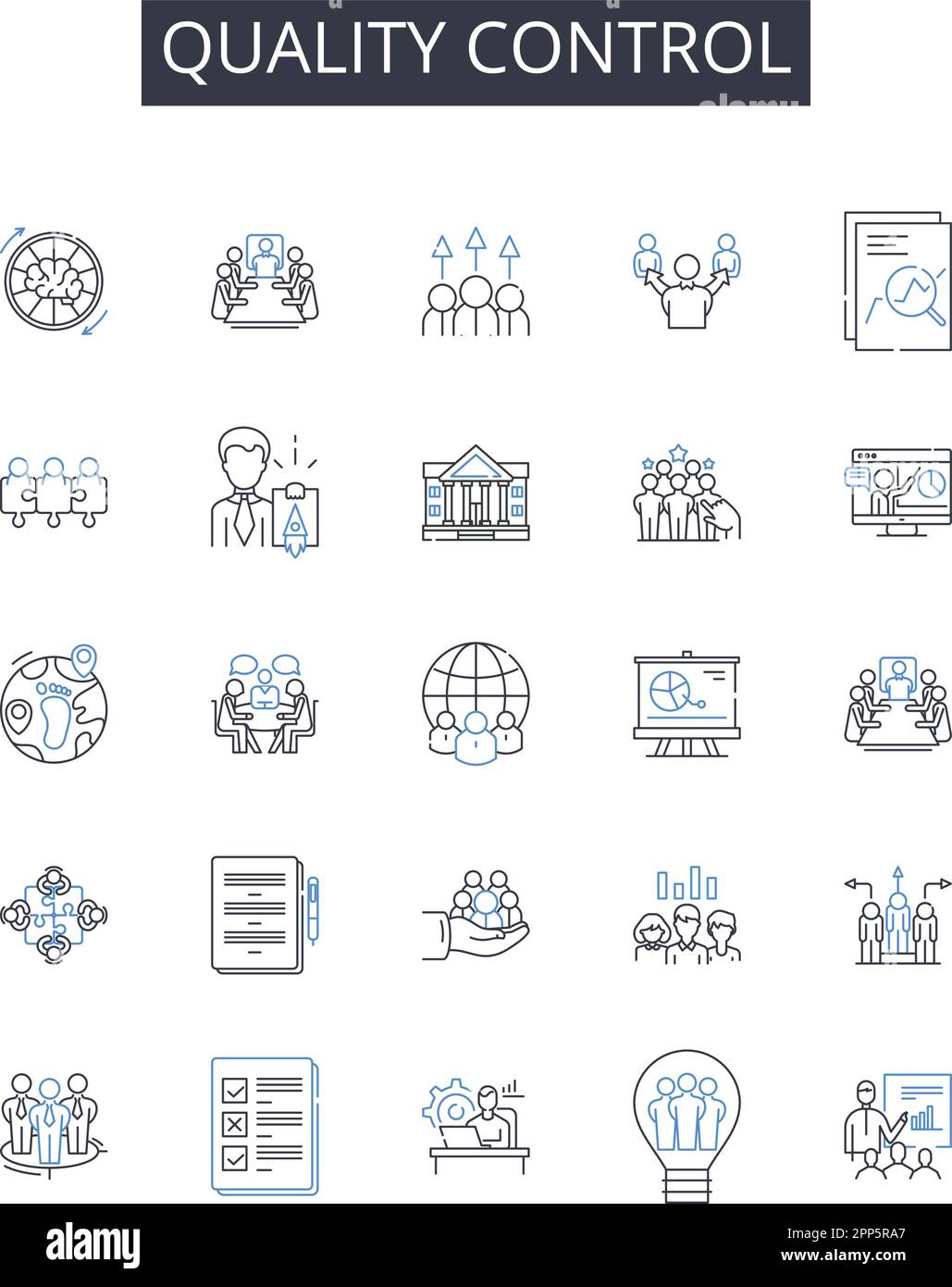 Quality control line icons collection. Risk management, Project ...