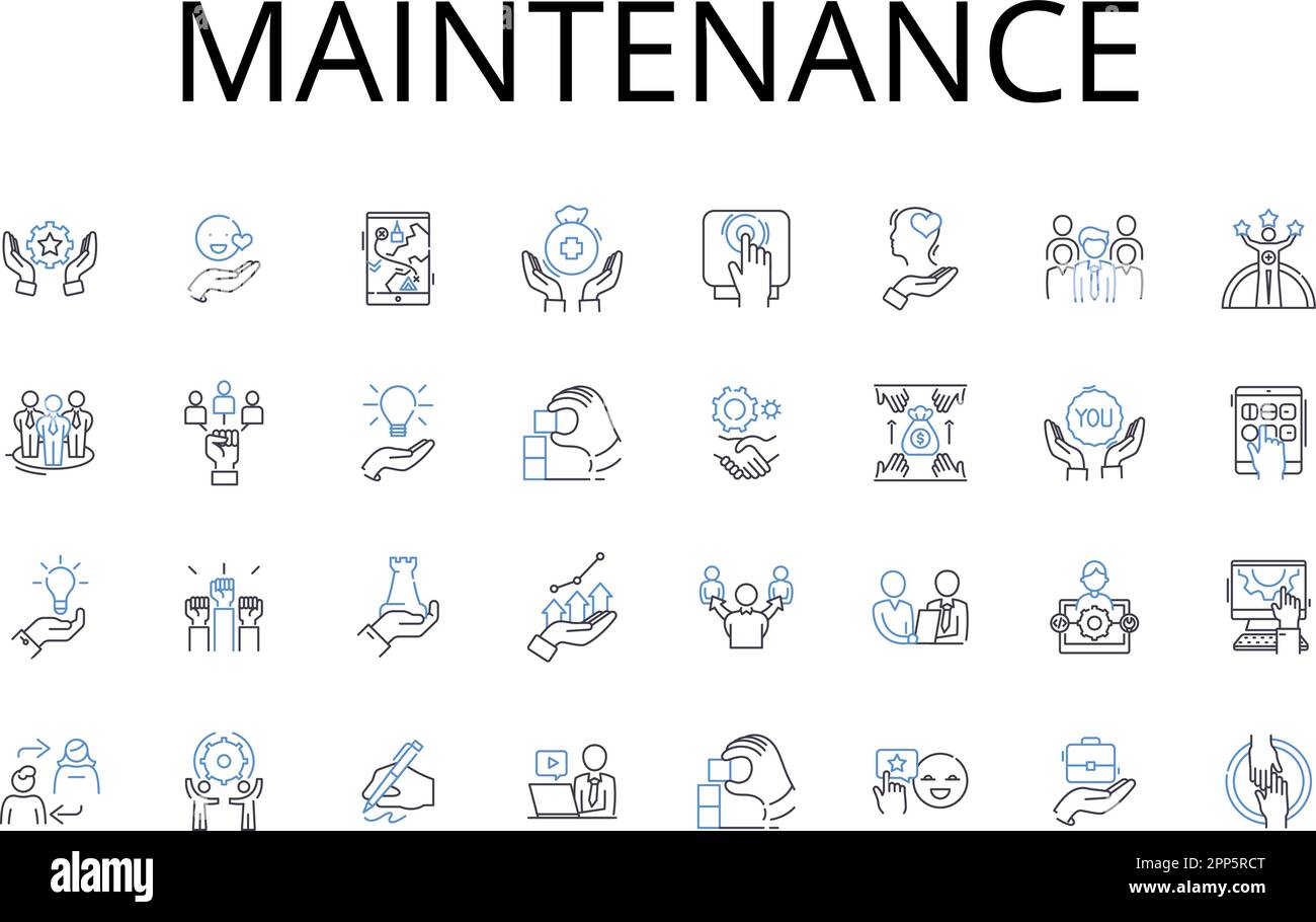 Maintenance line icons collection. Upkeep, Repair, Care, Service ...
