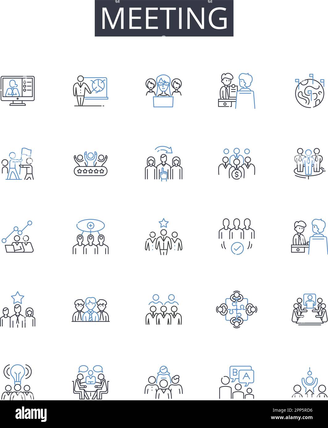Meeting line icons collection. Leadership, Experience, Strategy, Vision ...