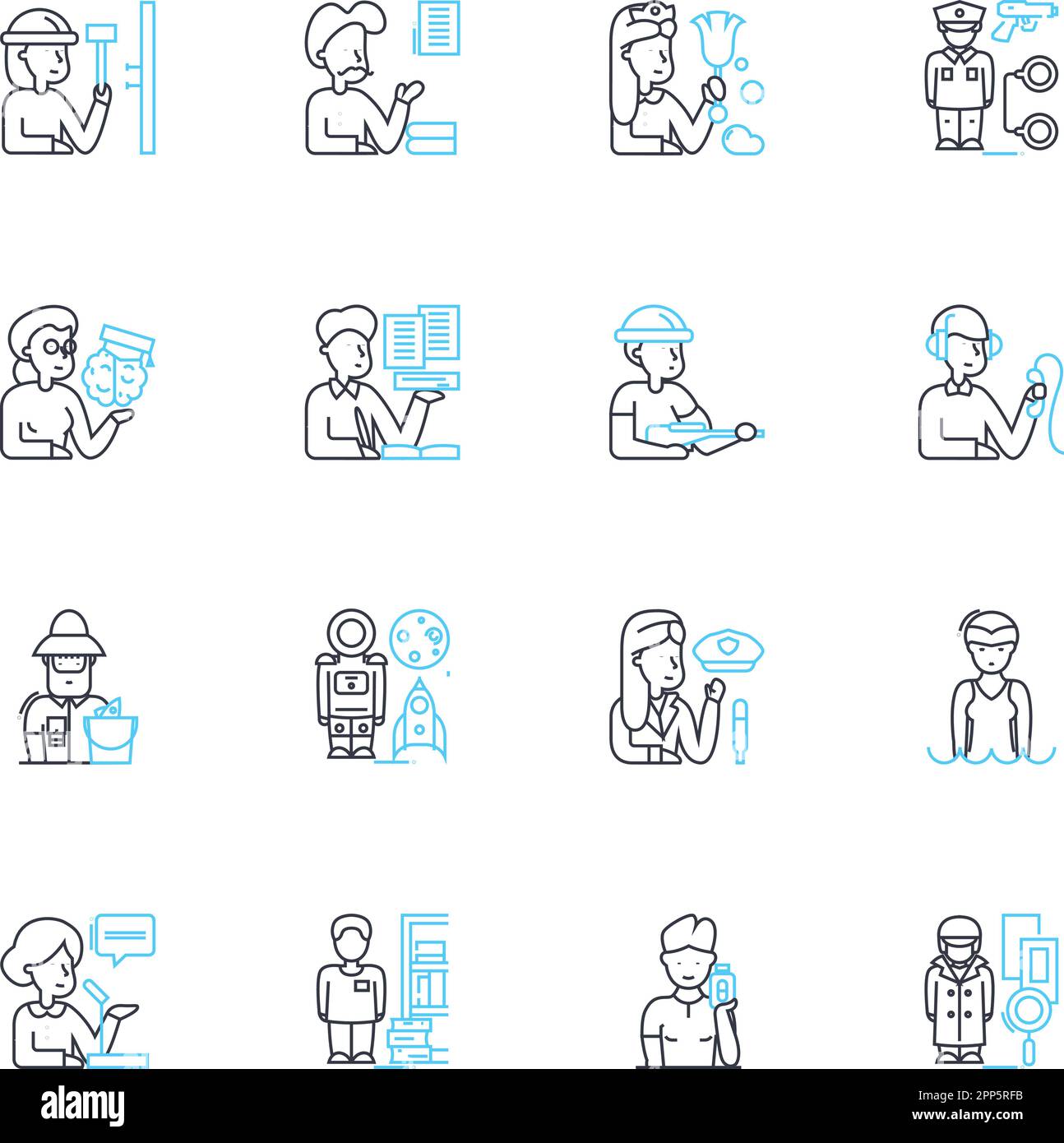 Director linear icons set. Leader, Manager, Visionary, Innovator ...