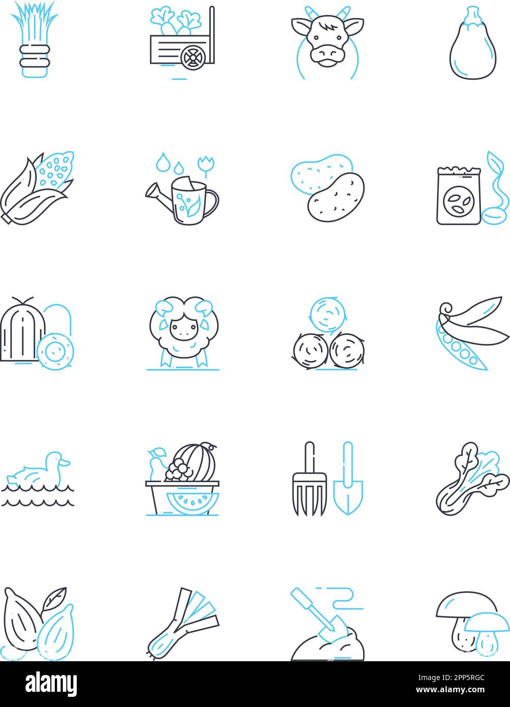 Crop science linear icons set. Agronomy, Genetics, Biotechnology ...