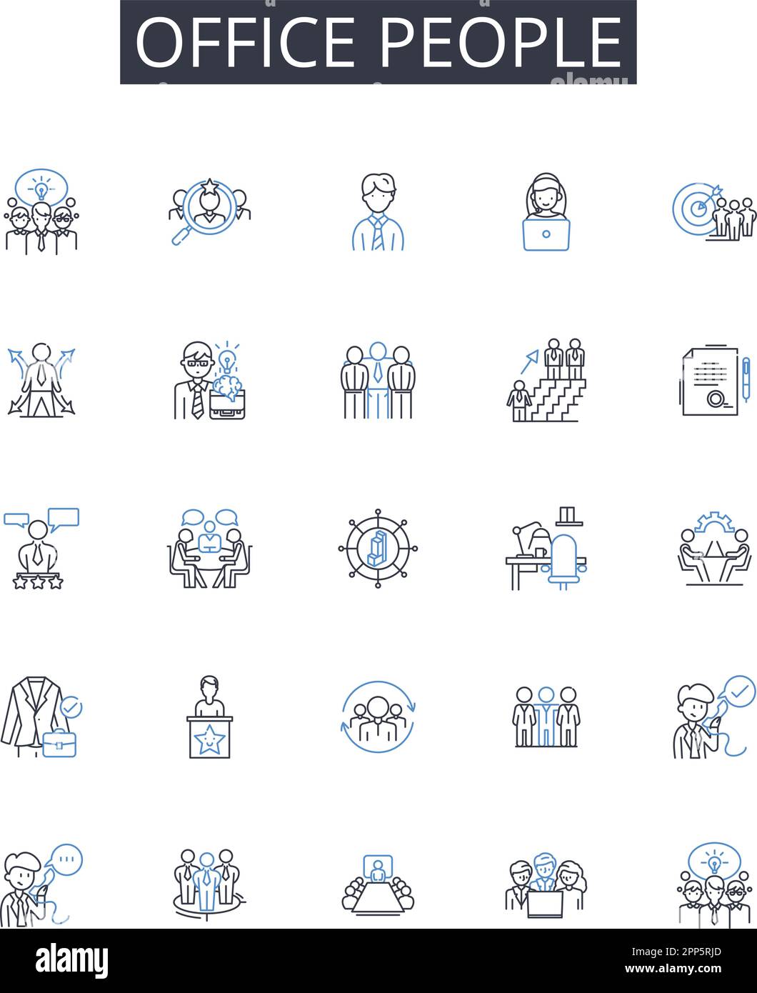 Office people line icons collection. Vacation, Break, Holiday ...