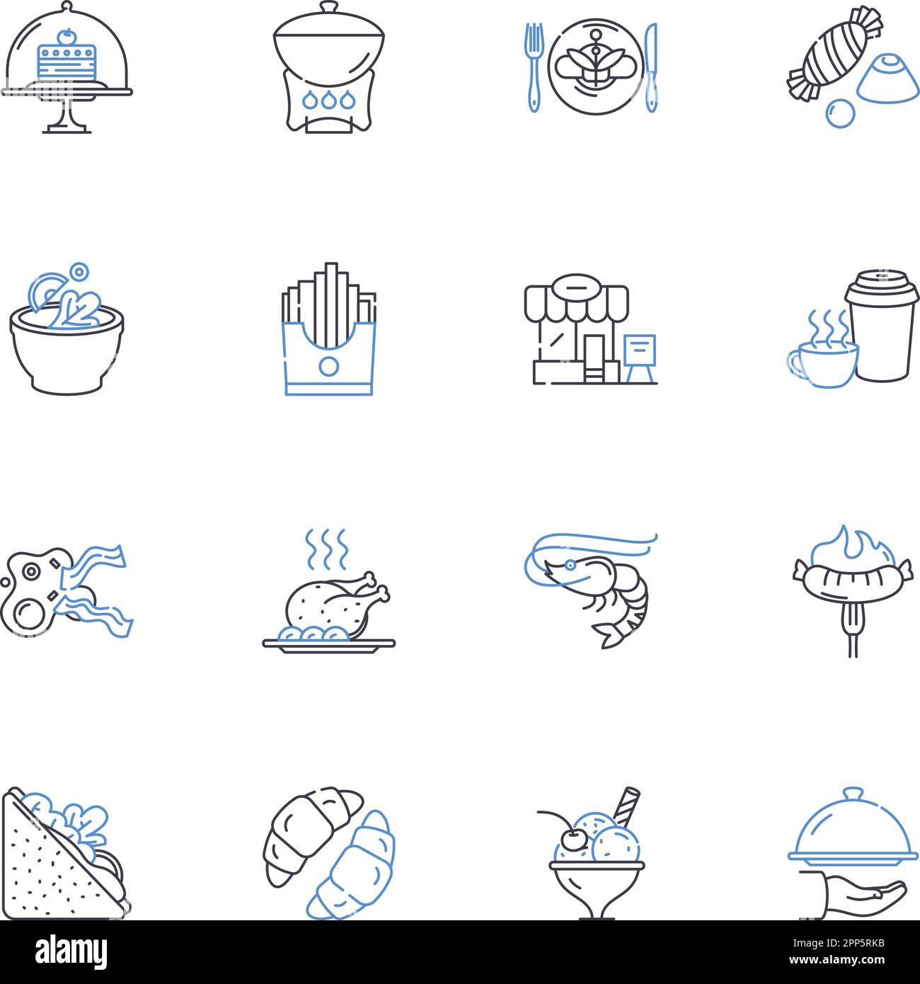 Bakery shop line icons collection. Pastry, Croissant, Muffin, Cake ...