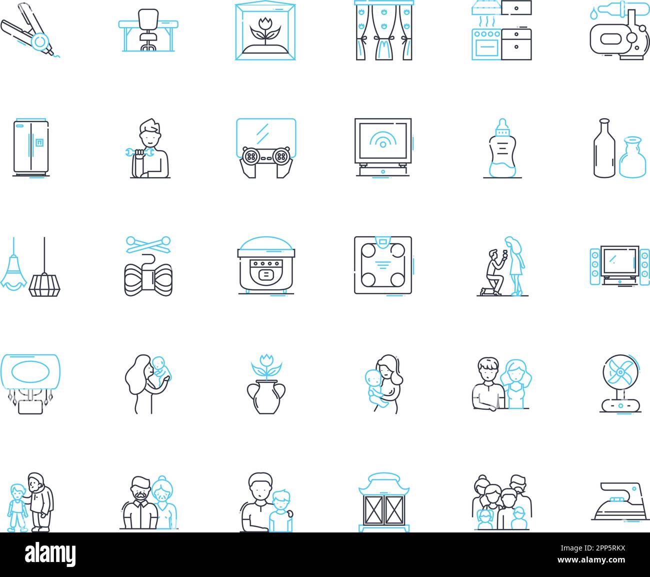 Dwellers linear icons set. Denizens, Inhabitants, Residents, Occupants ...
