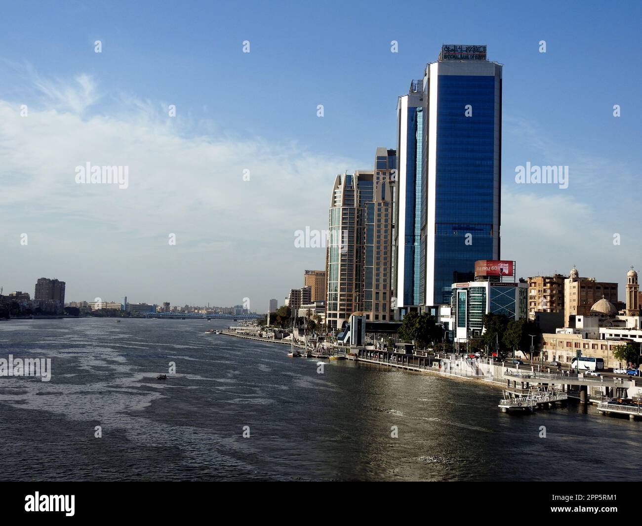 Cairo, Egypt, April 16 2023: The river Nile of Egypt with modern ...