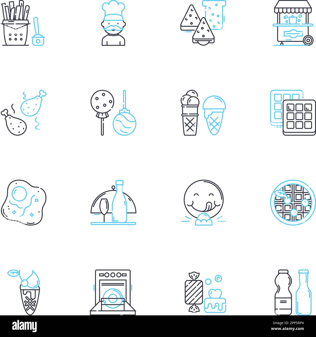 Quick meal linear icons set. Fast, Convenient, Easy, Simple, Nutritious ...