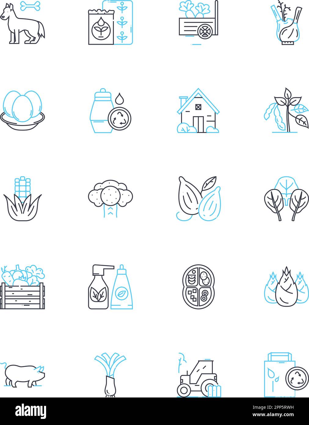 Bio farming linear icons set. Organic, Sustainable, Natural, Earth ...