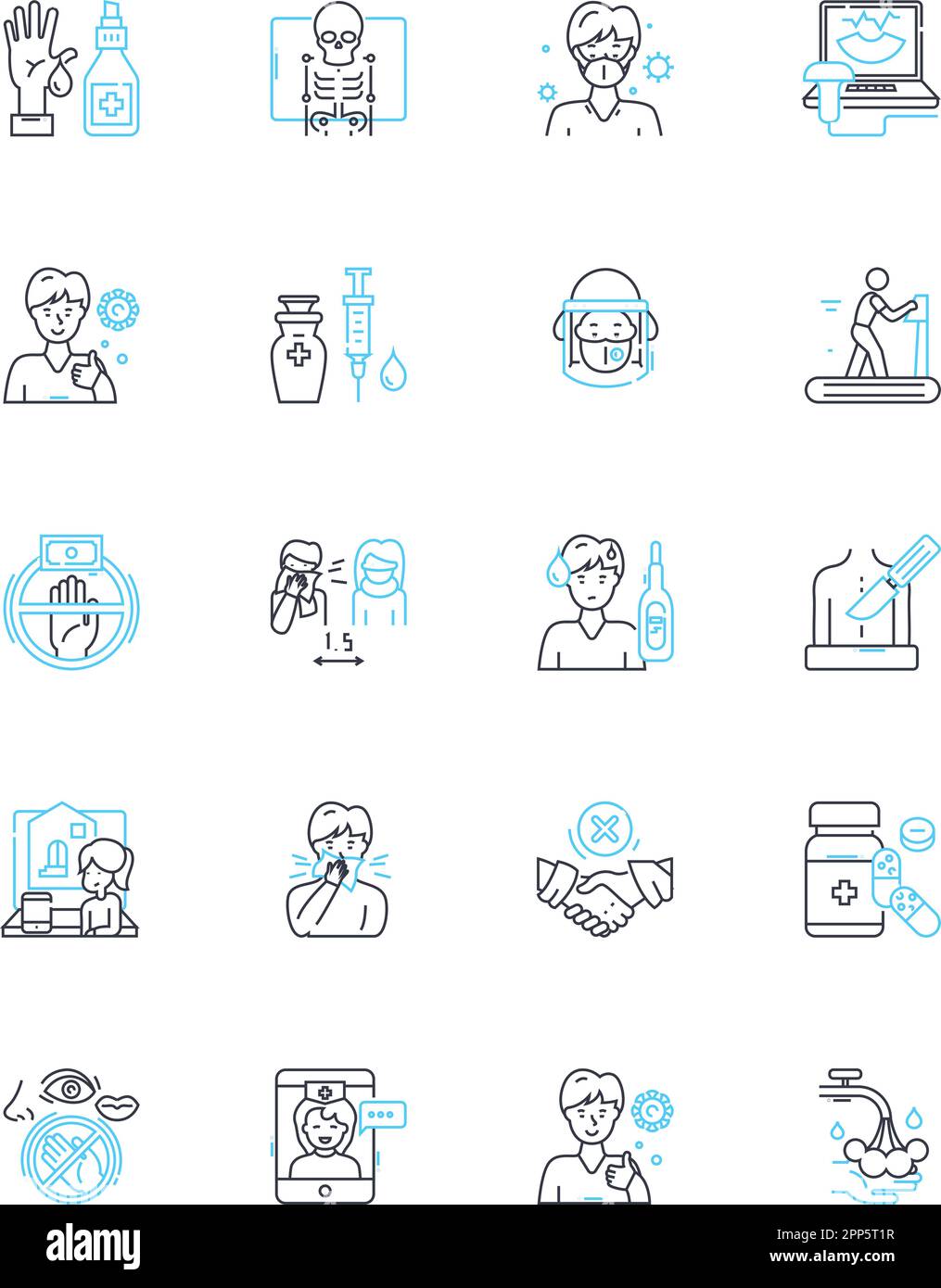 Virus linear icons set. Pandemic, Outbreak, Contagious, Pathogen ...