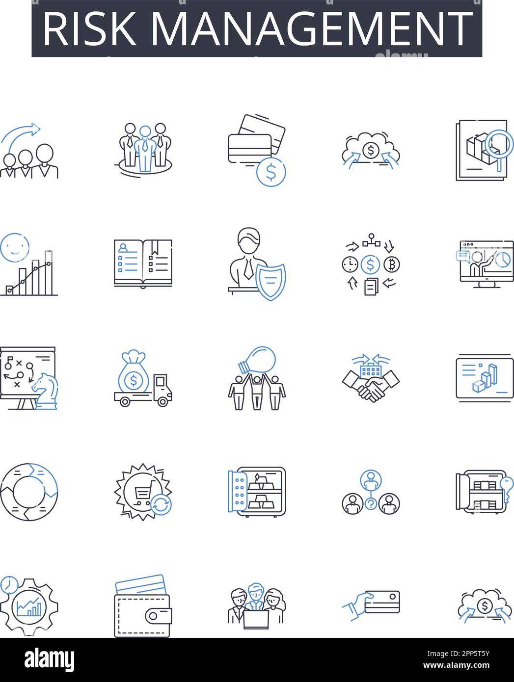 Risk management line icons collection. Time management, Project ...