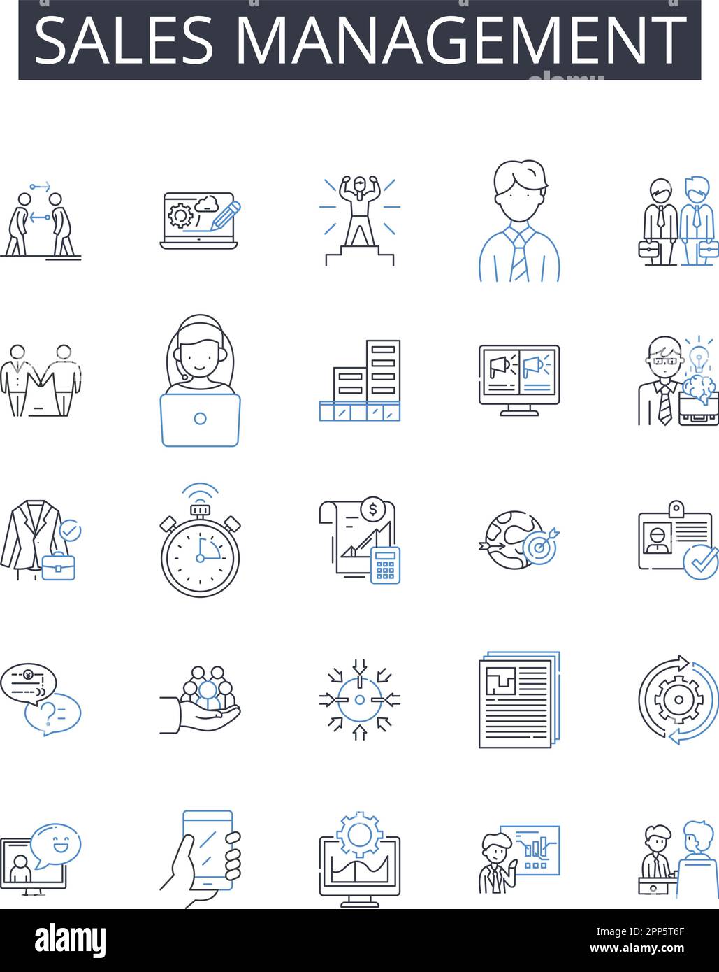 Sales management line icons collection. Masculine, Potent, Dominant ...