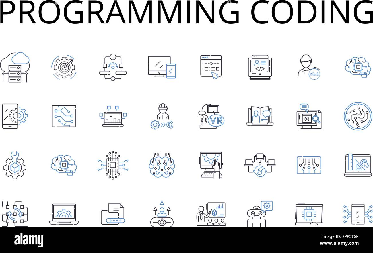 Programming Coding Line Icons Collection Writing Composition Speaking Articulation Cooking