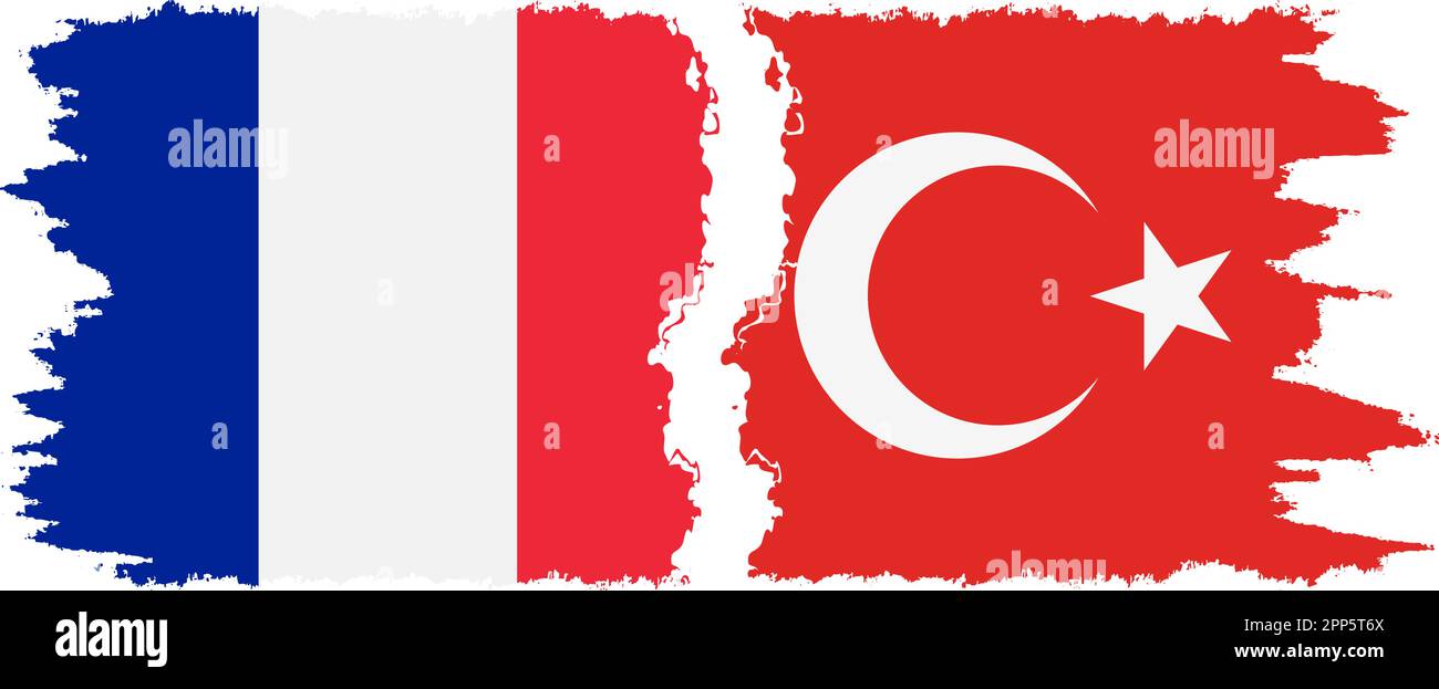 Turkey and France grunge flags connection, vector Stock Vector Image ...