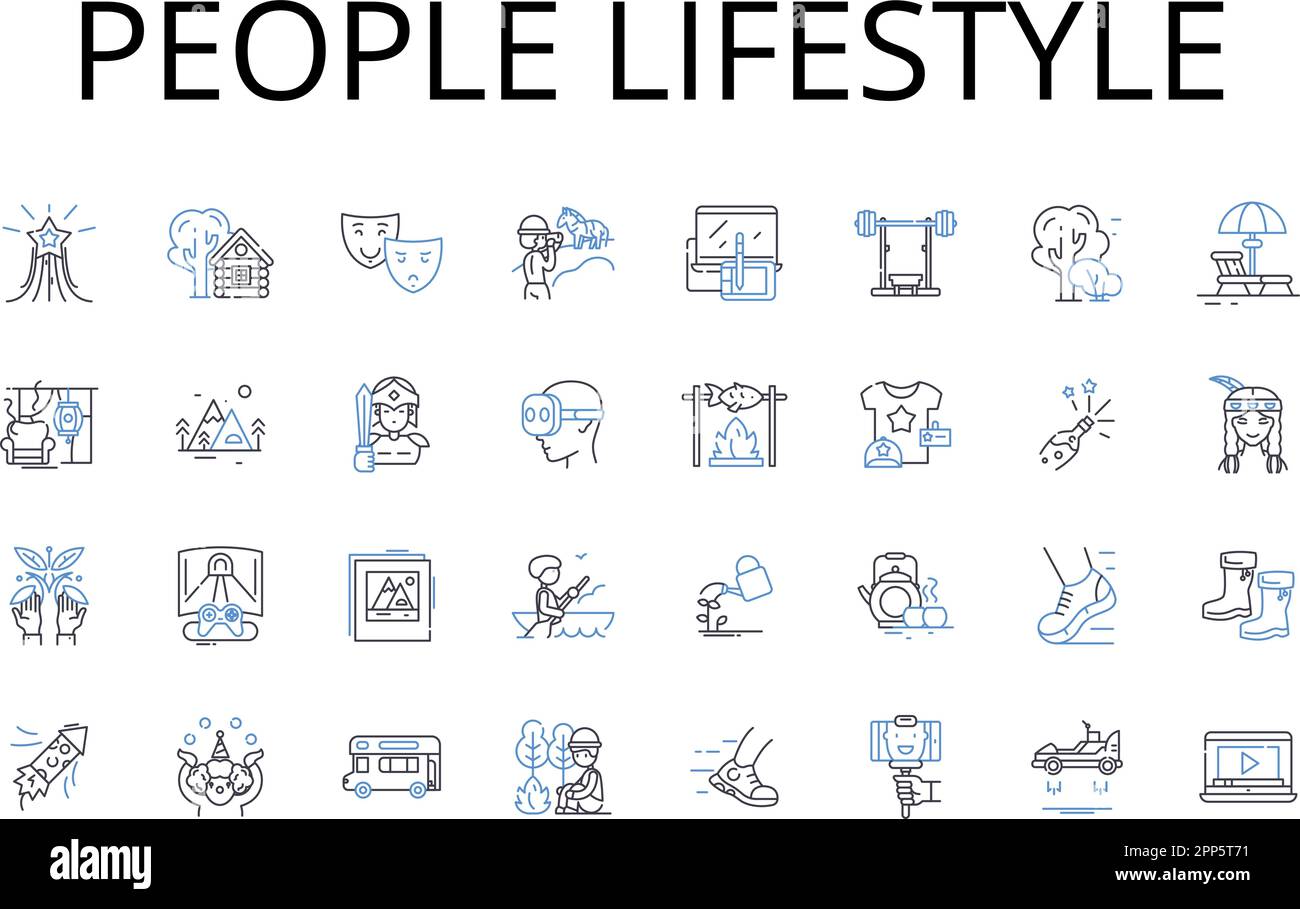 People lifestyle line icons collection. Life events, Human existence ... People lifestyle line icons collection. Life events, Human existence ...