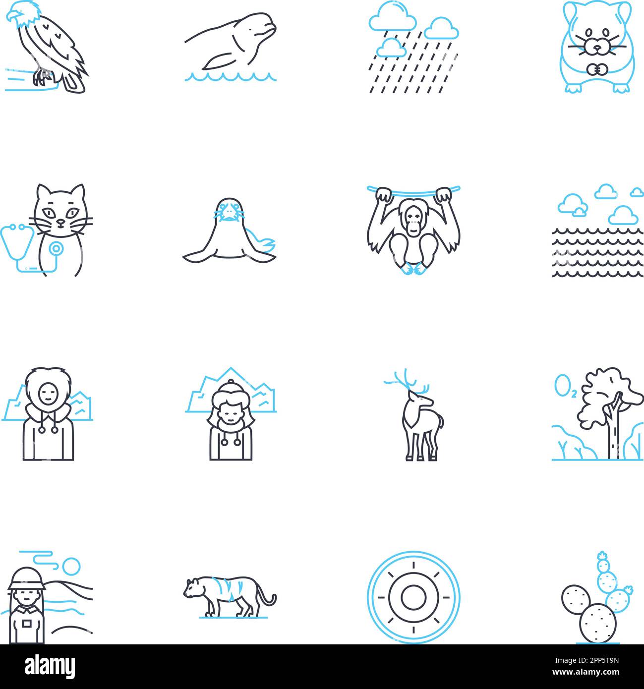 Delightful beasts linear icons set. Whimsical, Enchanting, Adorable ...