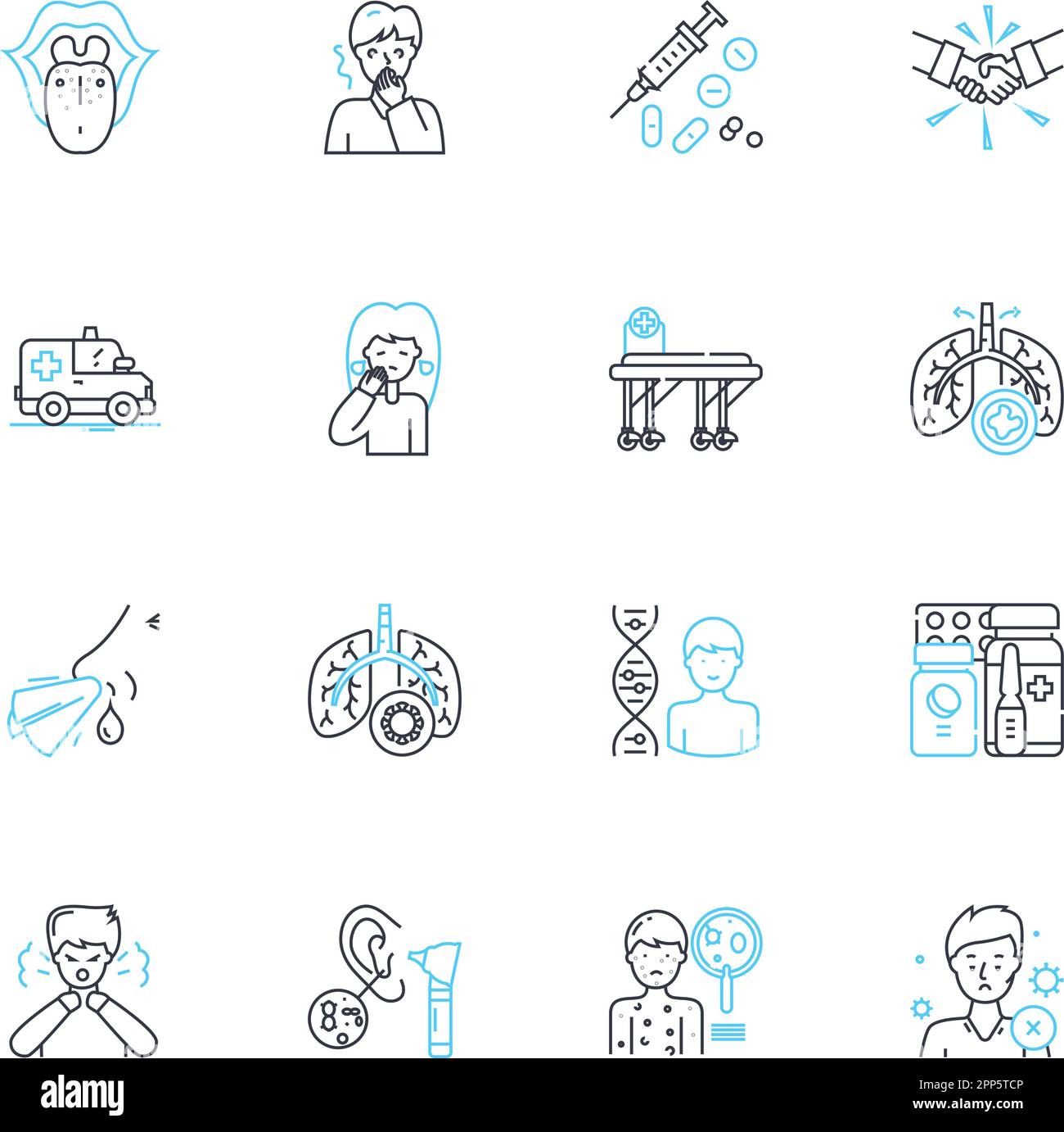 Virus management linear icons set. Quarantine, Contact tracing, Testing ...