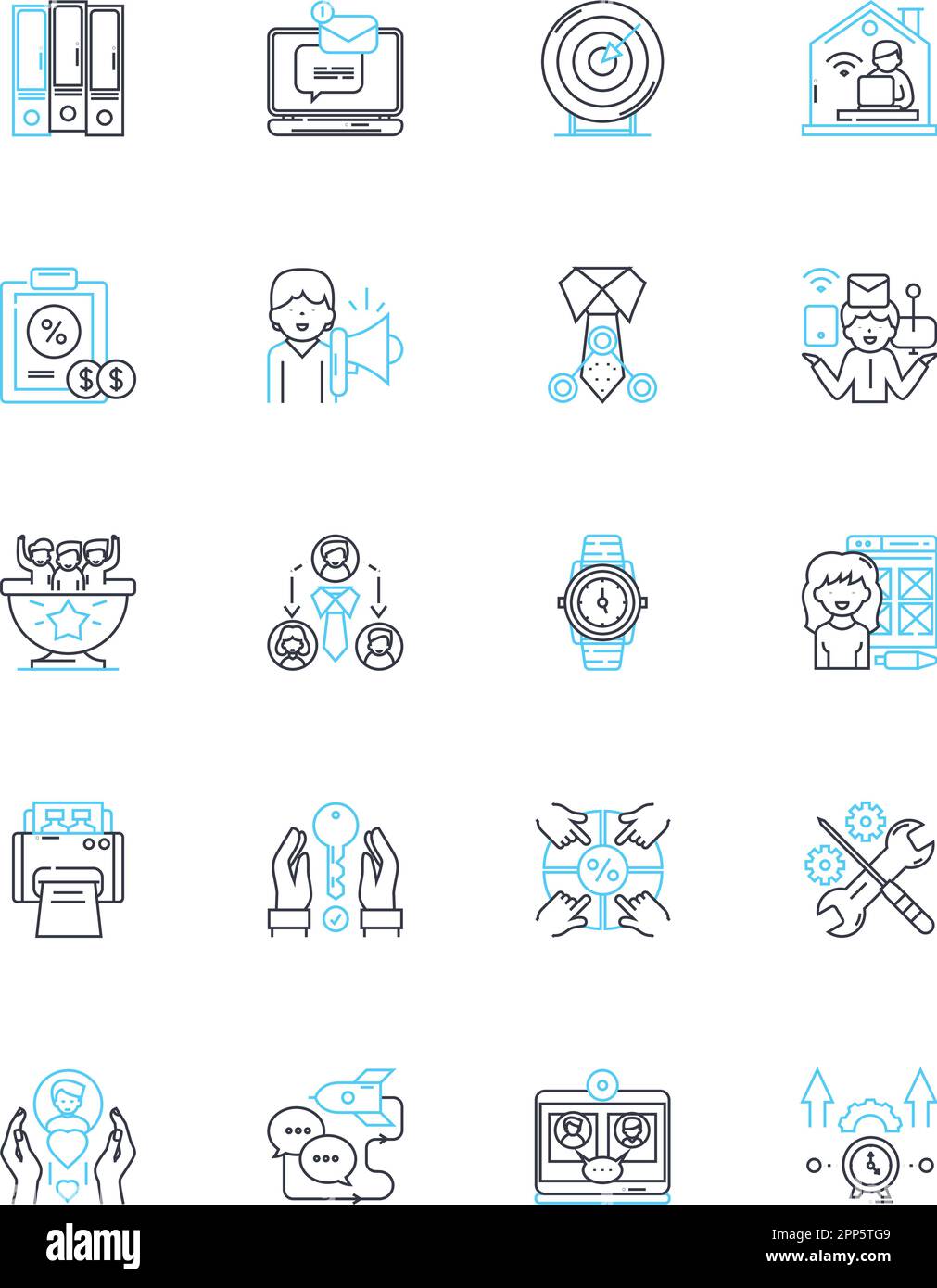 Workplace linear icons set. Collaborative, Professional, Productive ...
