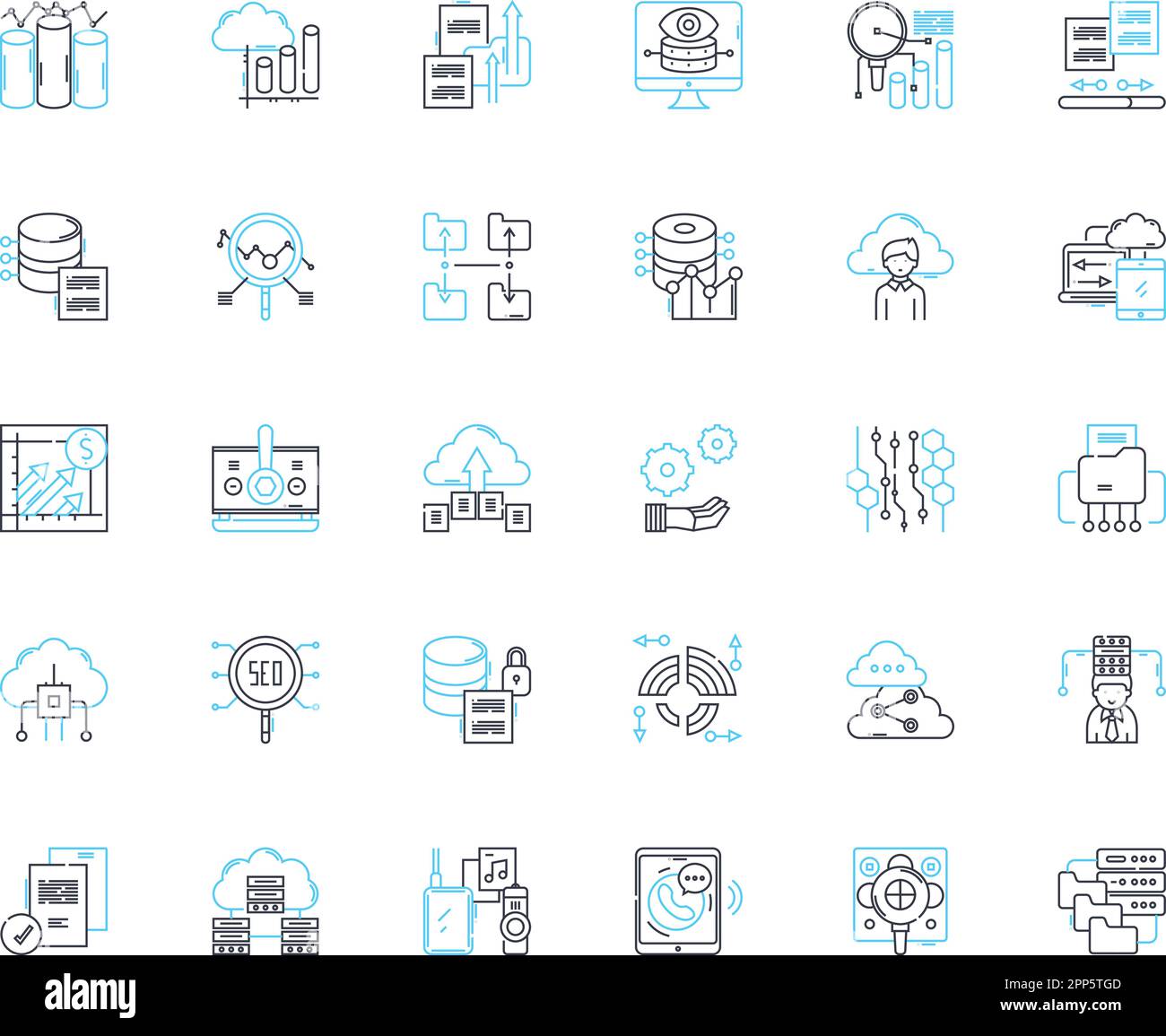 Social media monitoring linear icons set. Analytics, Branding ...
