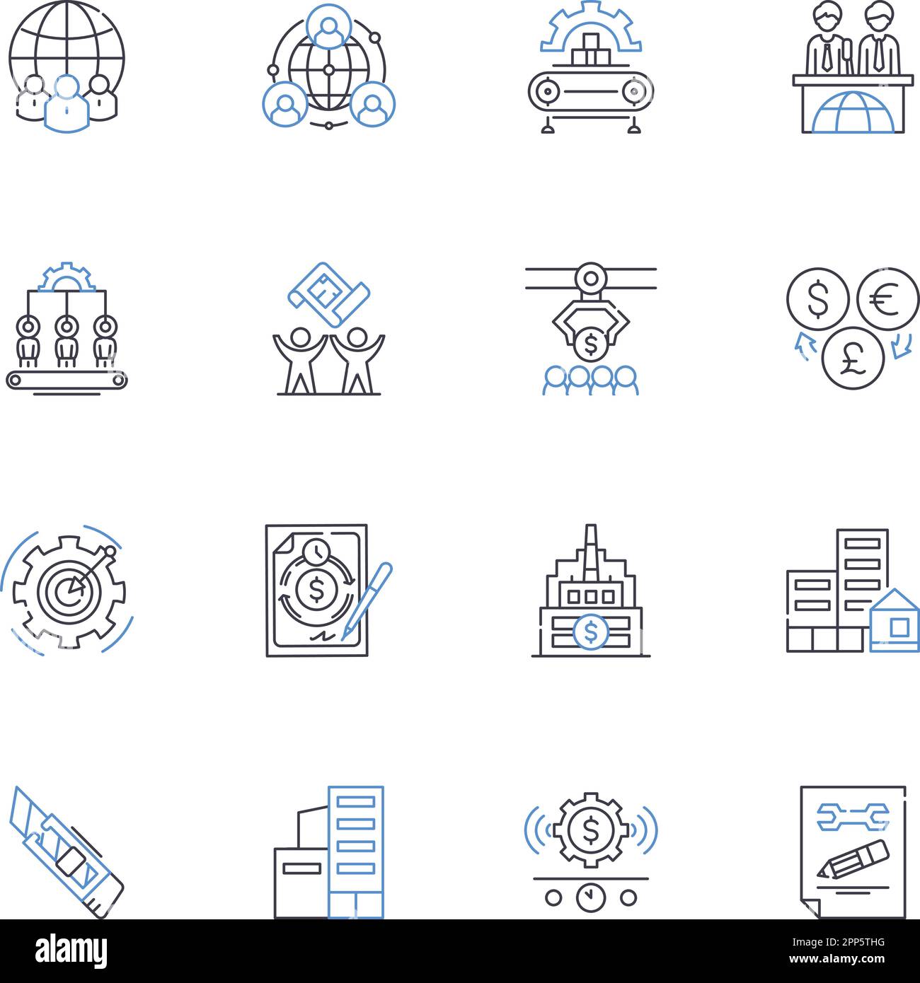 Market structure line icons collection. Oligopoly, Monopoly, Perfect ...
