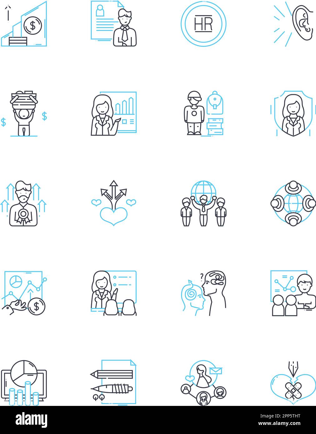 Coordinated Enterprise Linear Icons Set Collaboration Integration