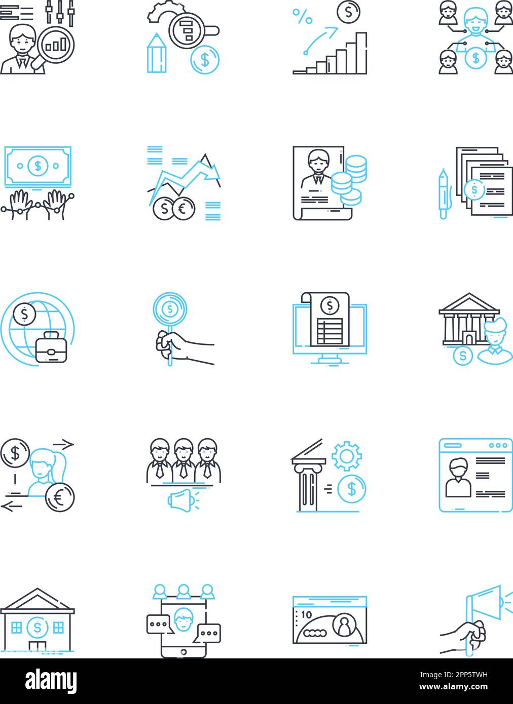 Time Management Linear Icons Set Prioritization Scheduling Productivity Flexibility