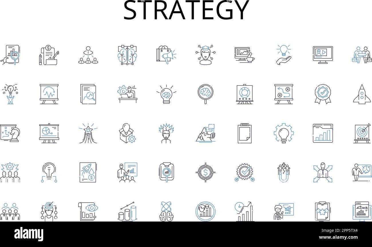 Strategy line icons collection. Bold, Confident, Dominant, Robust ...