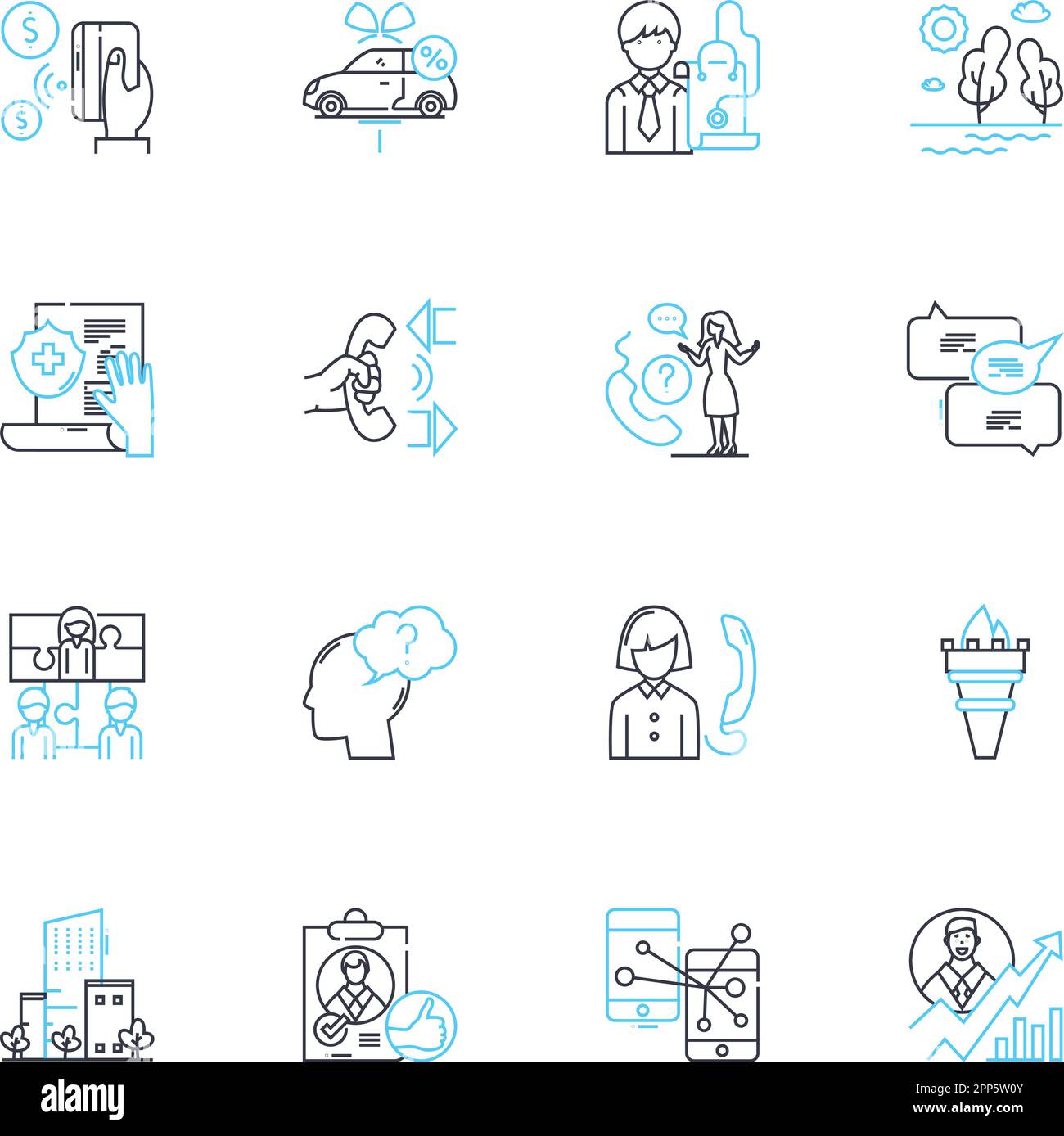 Client loyalty linear icons set. Commitment, Retention, Dedication ...