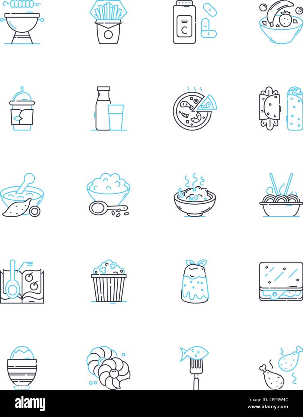 Wholesome eating linear icons set. Nourishment, Balance, Health ...