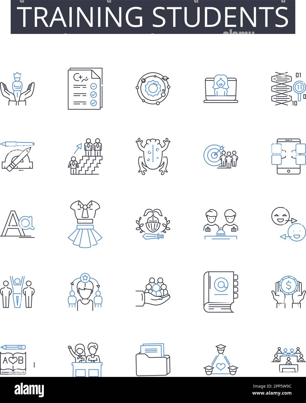 Training students line icons collection. Dialogue, Connectivity ...