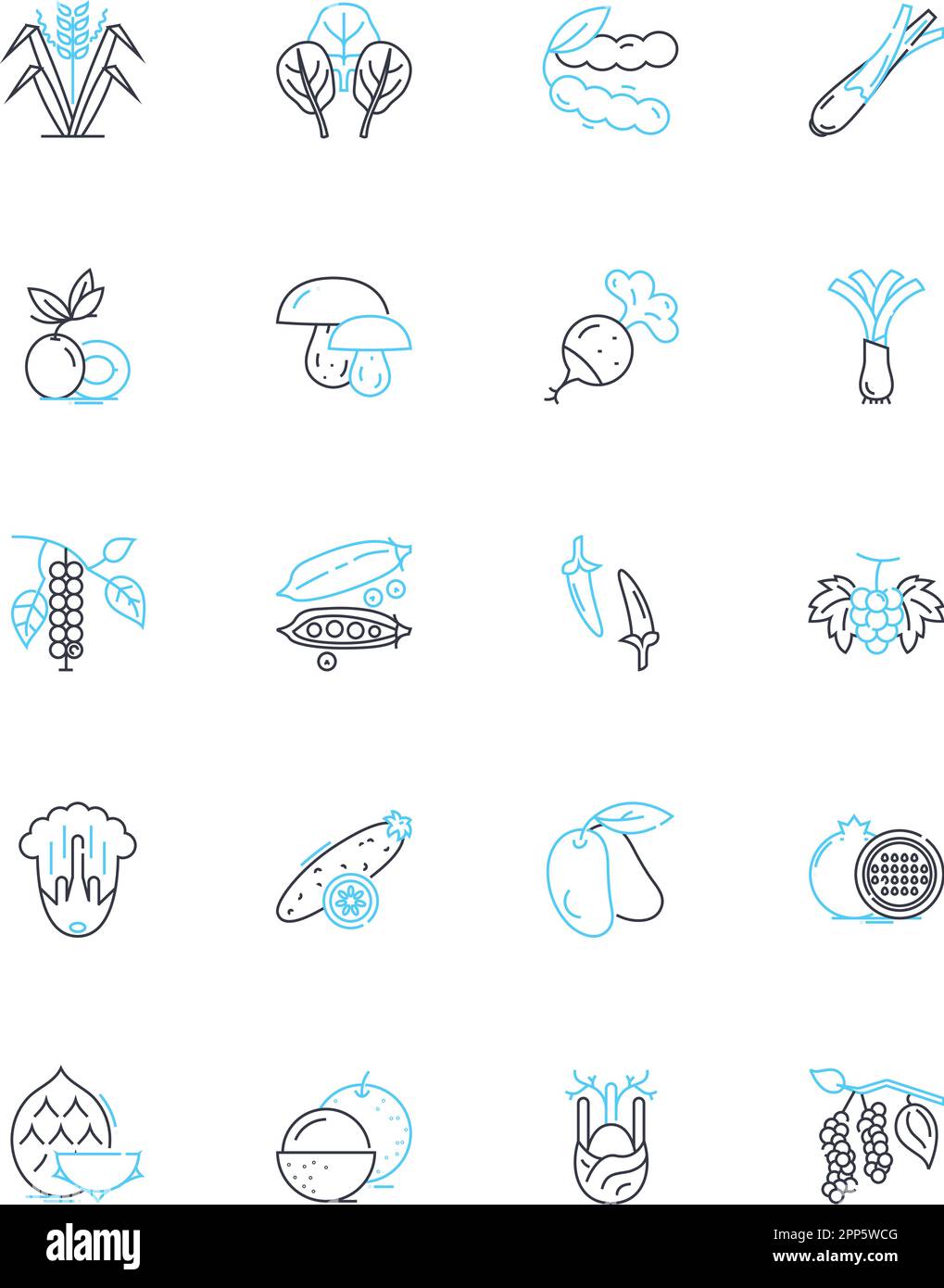 Food mart linear icons set. Groceries, Produce, Meat, Dairy, Snacks ...