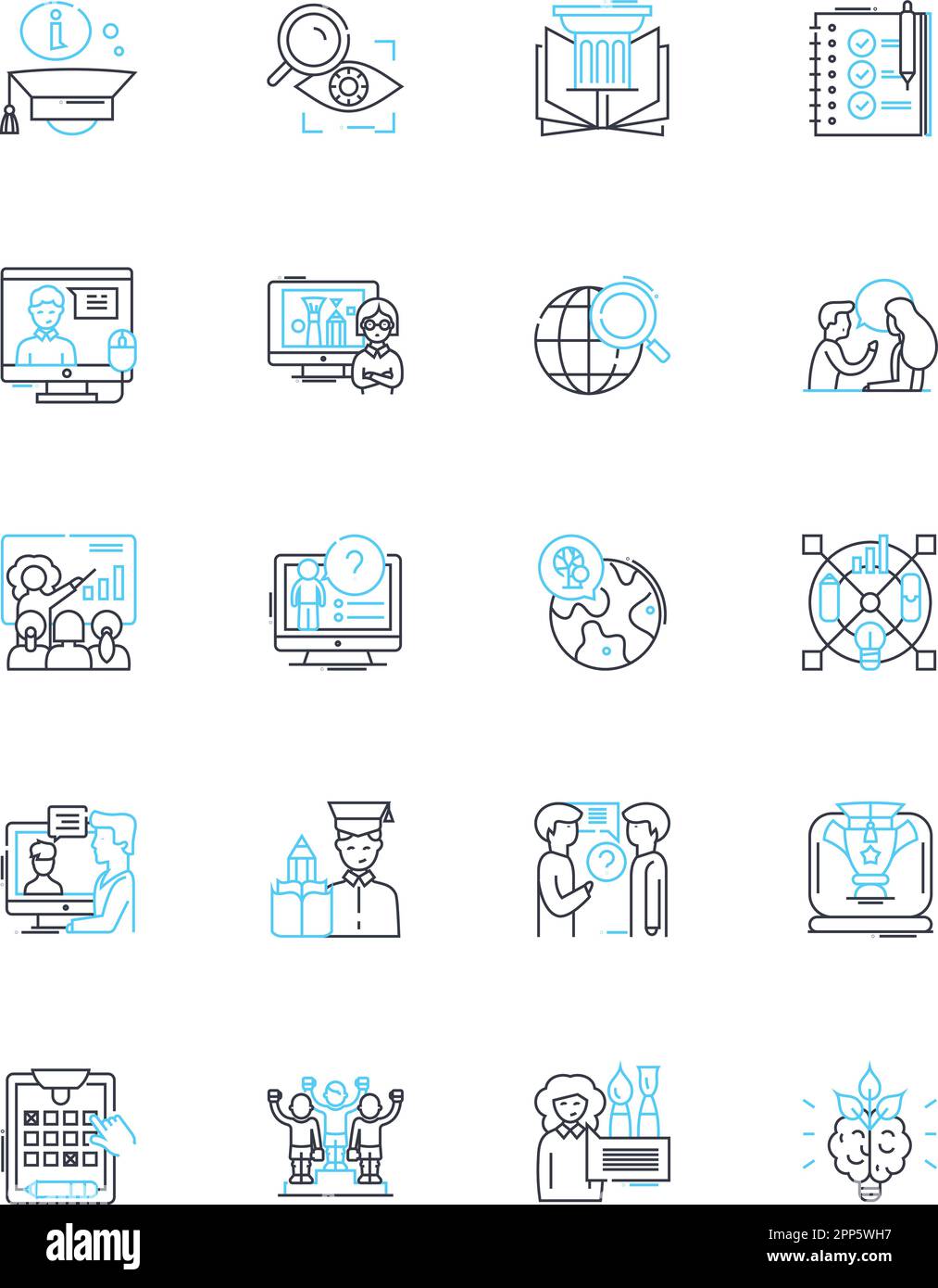 Coaching linear icons set. Mentorship, Development, Empowerment ...