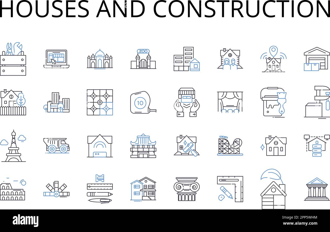 Houses and construction line icons collection. Domicile, Dwelling ...