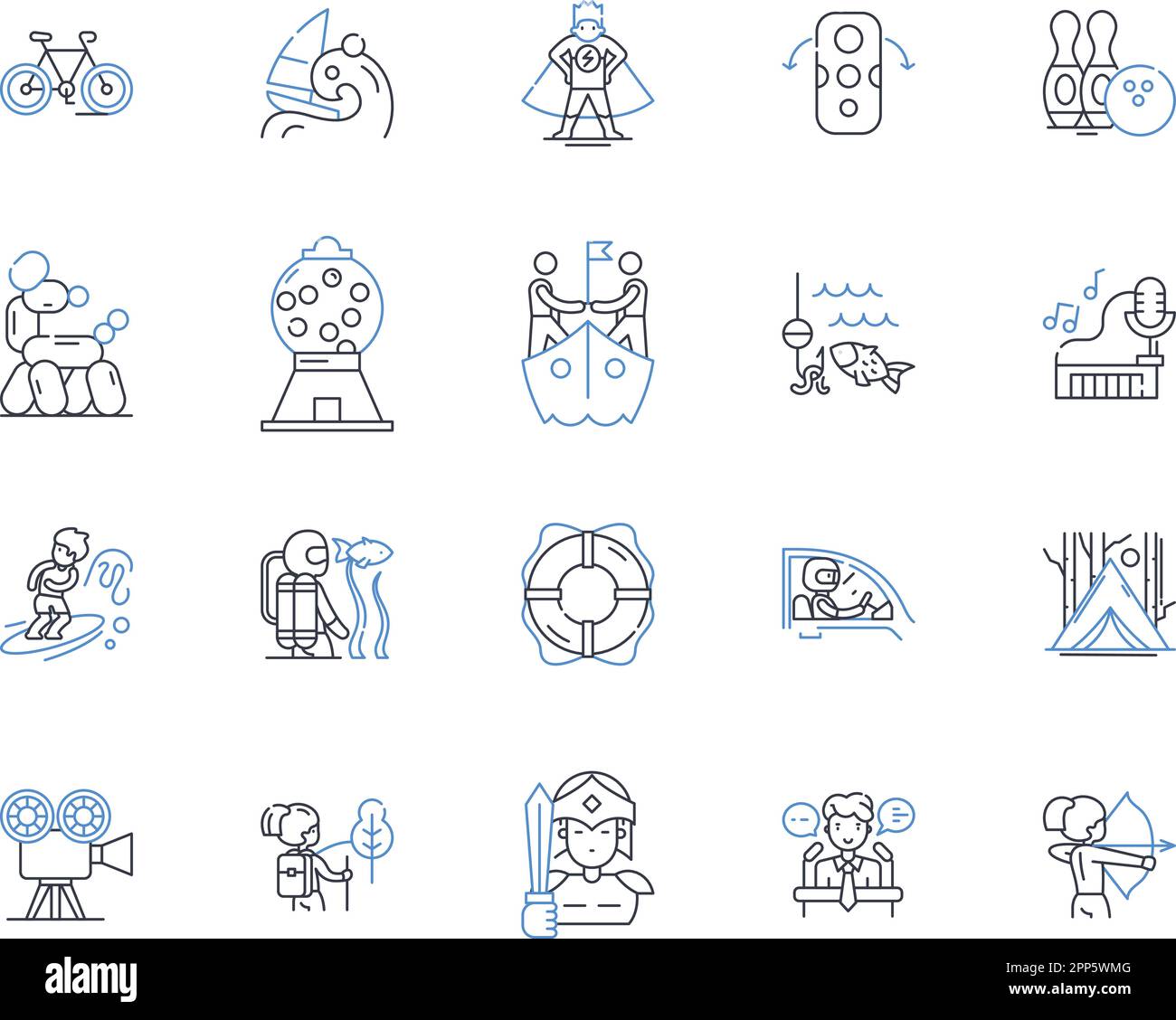 Fitness games line icons collection. Sweat, Cardio, Endurance, Strength ...