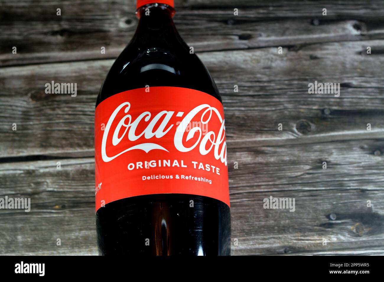 Cairo, Egypt, April 7 2023: Coca-Cola, or Coke plastic bottle, The Coca ...
