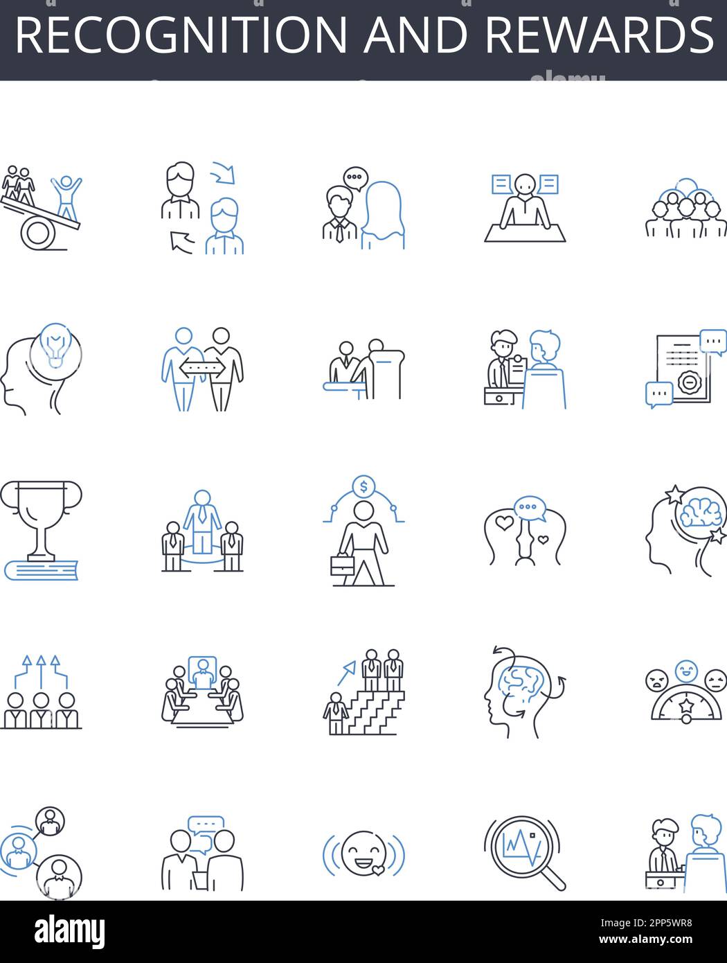 Recognition and rewards line icons collection. Appreciation ...