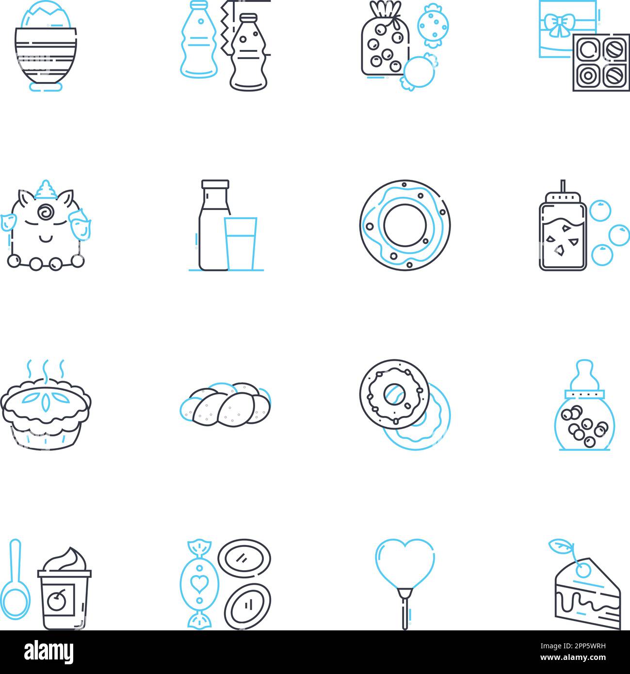 Brownies linear icons set. Chocolatey, Delicious, Fudgy, Rich, Moist ...