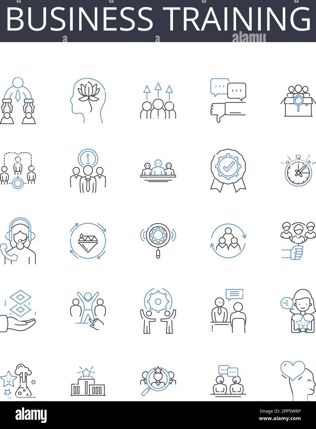 Business training line icons collection. Management coaching, Career ...