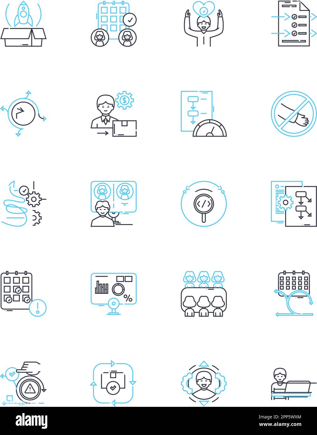 Joint effort linear icons set. Collaboration, Unity, Partnership ...