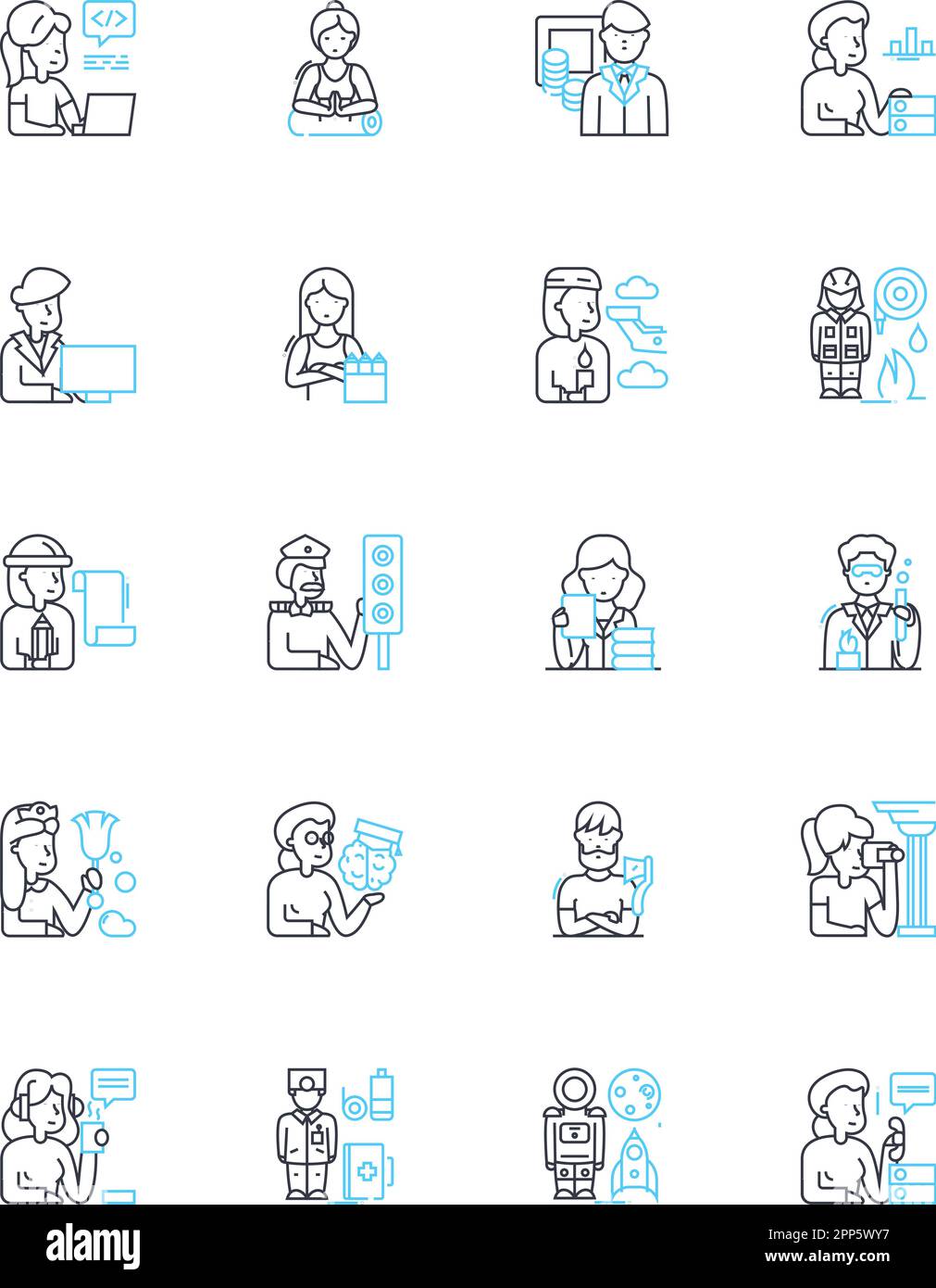 Creative concepts linear icons set. imagination, innovation, creativity ...