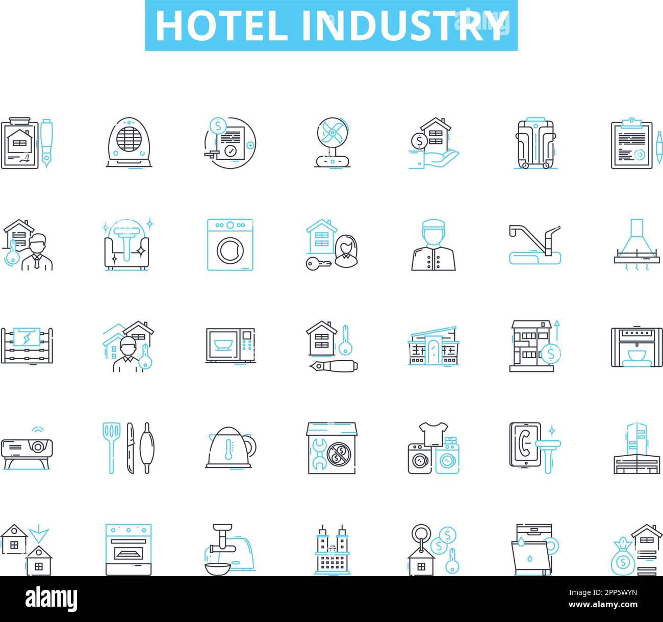 Hotel industry linear icons set. Accommodation, Hospitality, Luxury ...