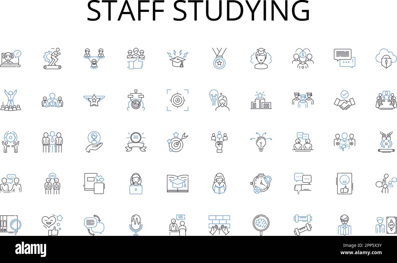 Staff studying line icons collection. Adventure, Booking, Trip ...