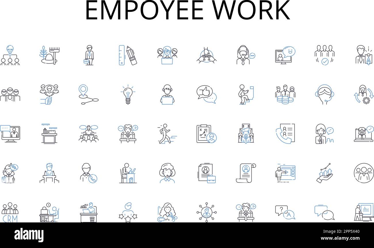 Empoyee work line icons collection. Analytics, Branding, Campaigns ...