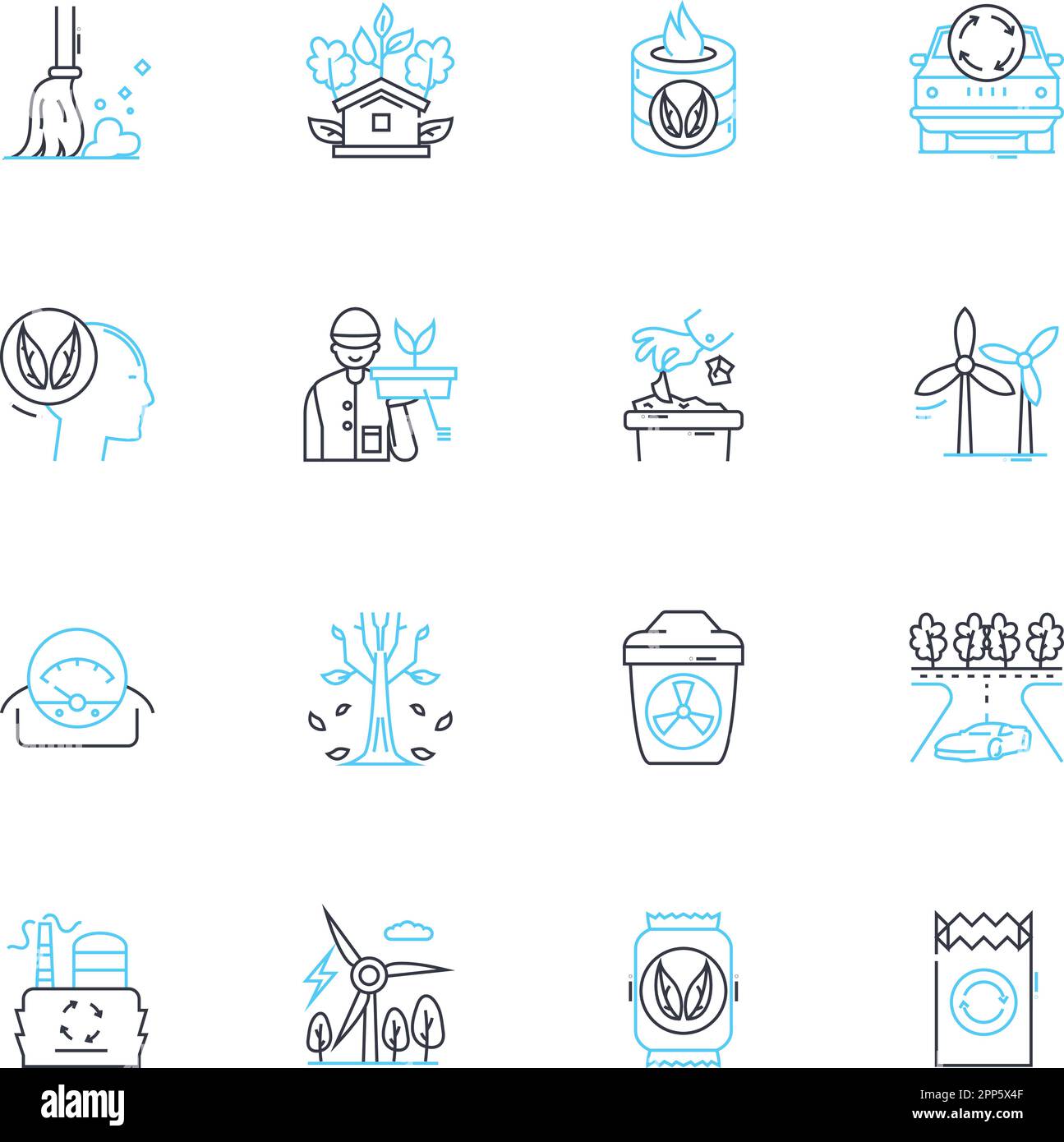 Renewable energies linear icons set. Solar, Wind, Hydro, Geothermal ...