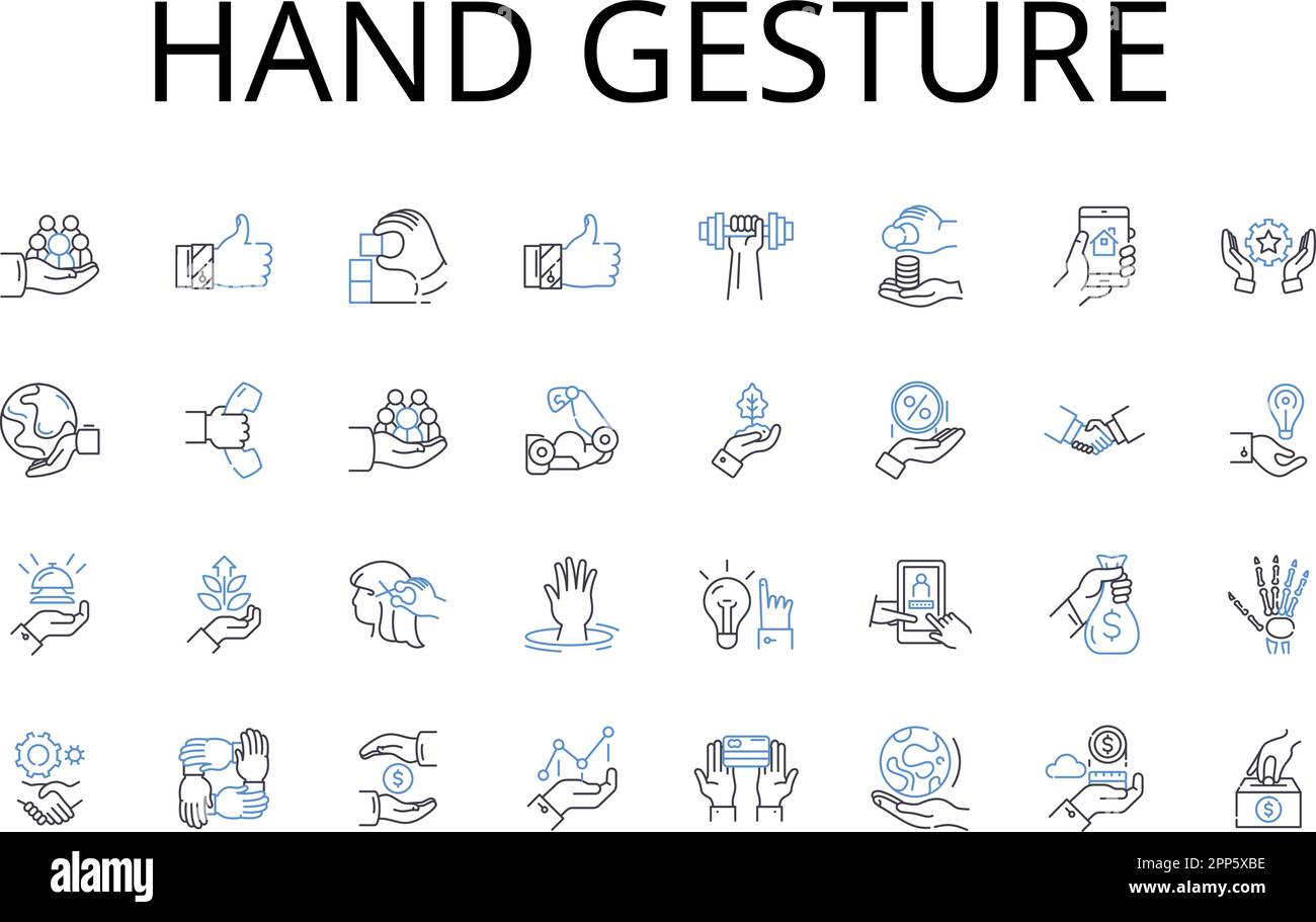 Hand gesture line icons collection. Eye contact, Facial expression ... Hand gesture line icons collection. Eye contact, Facial expression ...