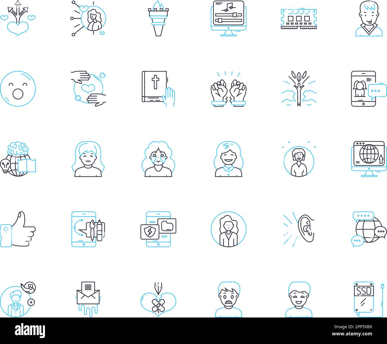 Social Media linear icons set. Connection, Engagement, Community ...