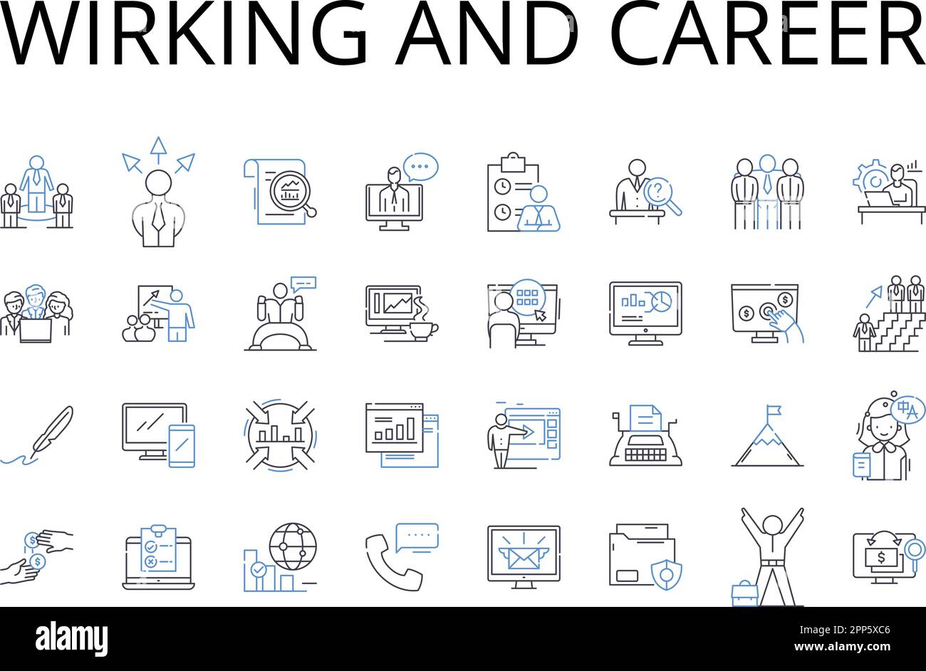 Wirking and career line icons collection. Job and profession ...