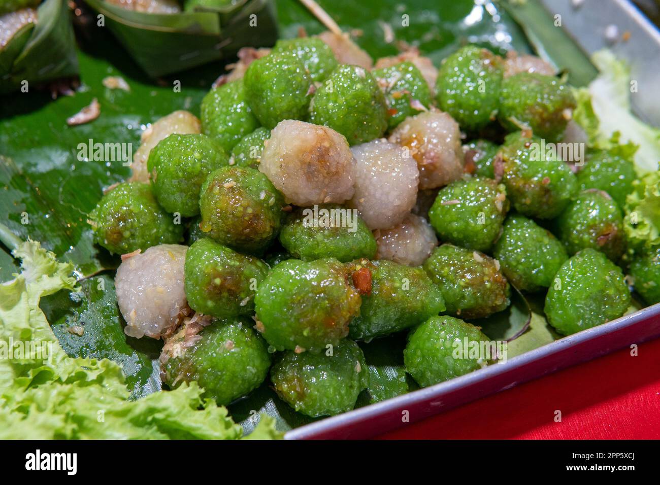 Various street food being sold at the walking street market in Pai, Mae ...