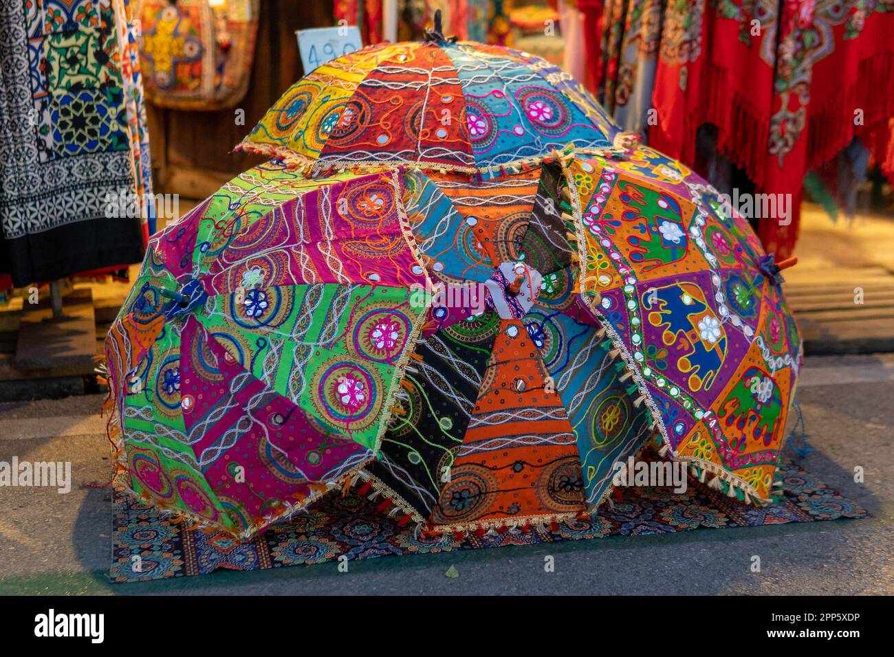 Various street food being sold at the walking street market in Pai, Mae ...