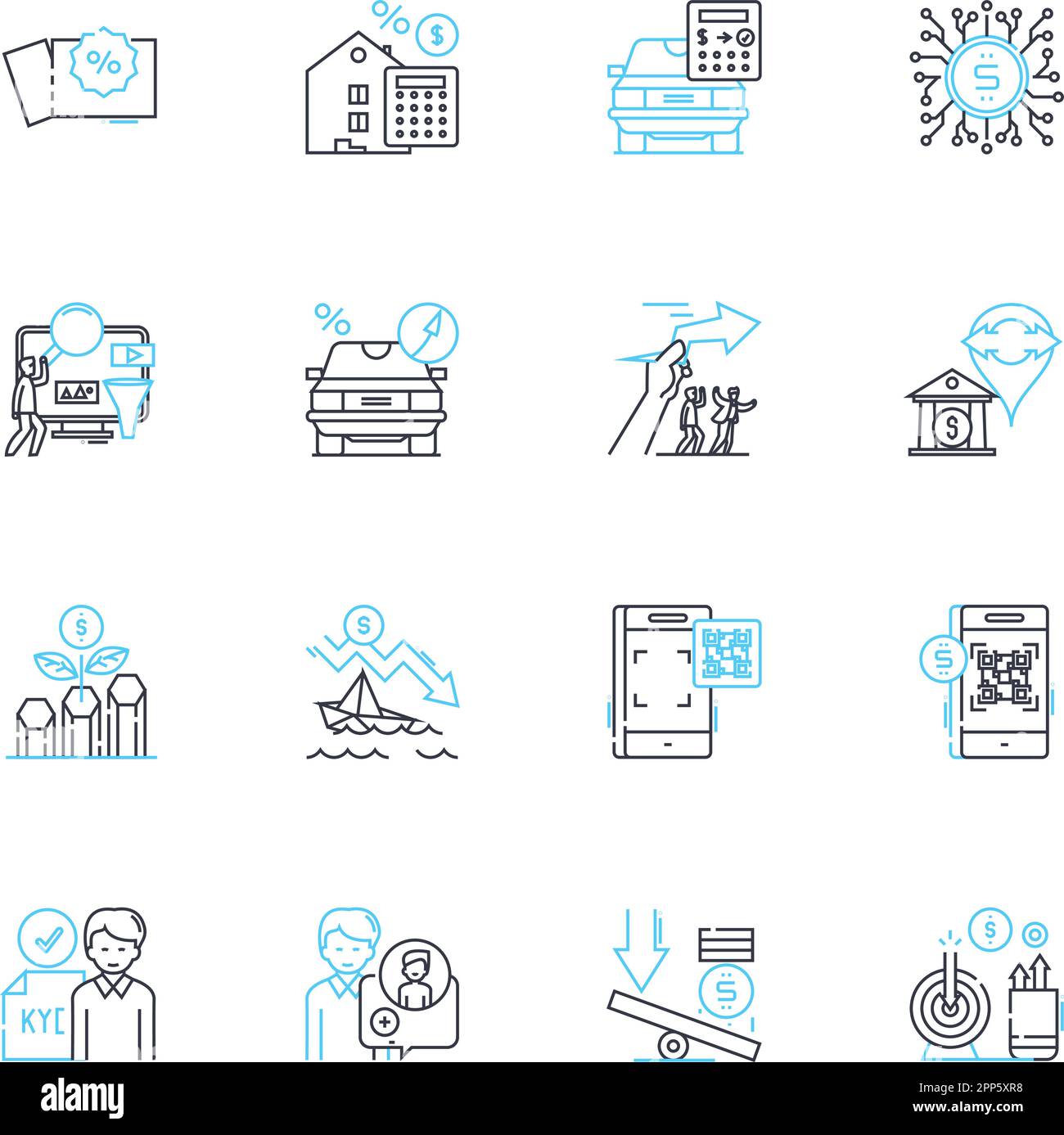 Electronic payments linear icons set. Cryptocurrency, Wallet, Online ...