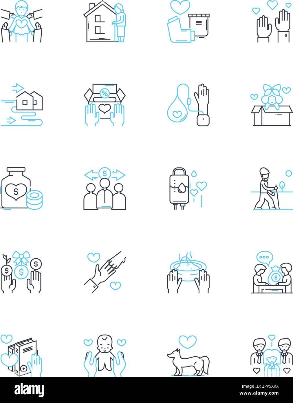 Generosity linear icons set. Giving, Kindness, Charity, Selflessness ...